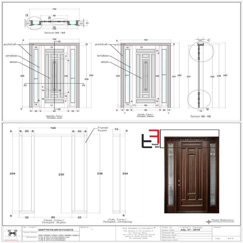 Sample Sketsa Desain Pintu Stelah Deal Order - Kusen Pintu Jepara