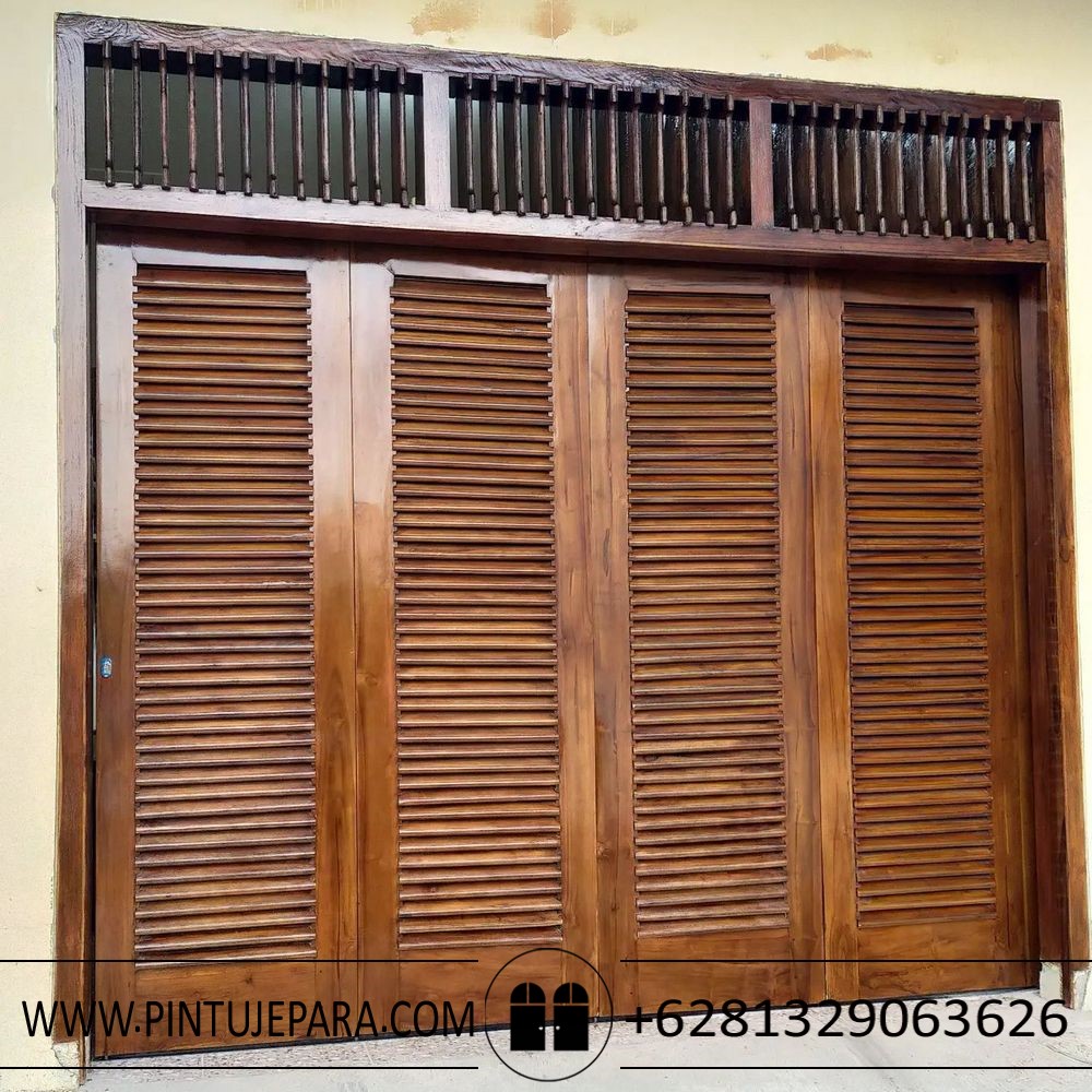 Jual Pintu garasi jati jepara jalusi krepyak rel sliding tikung PJ-76 ...