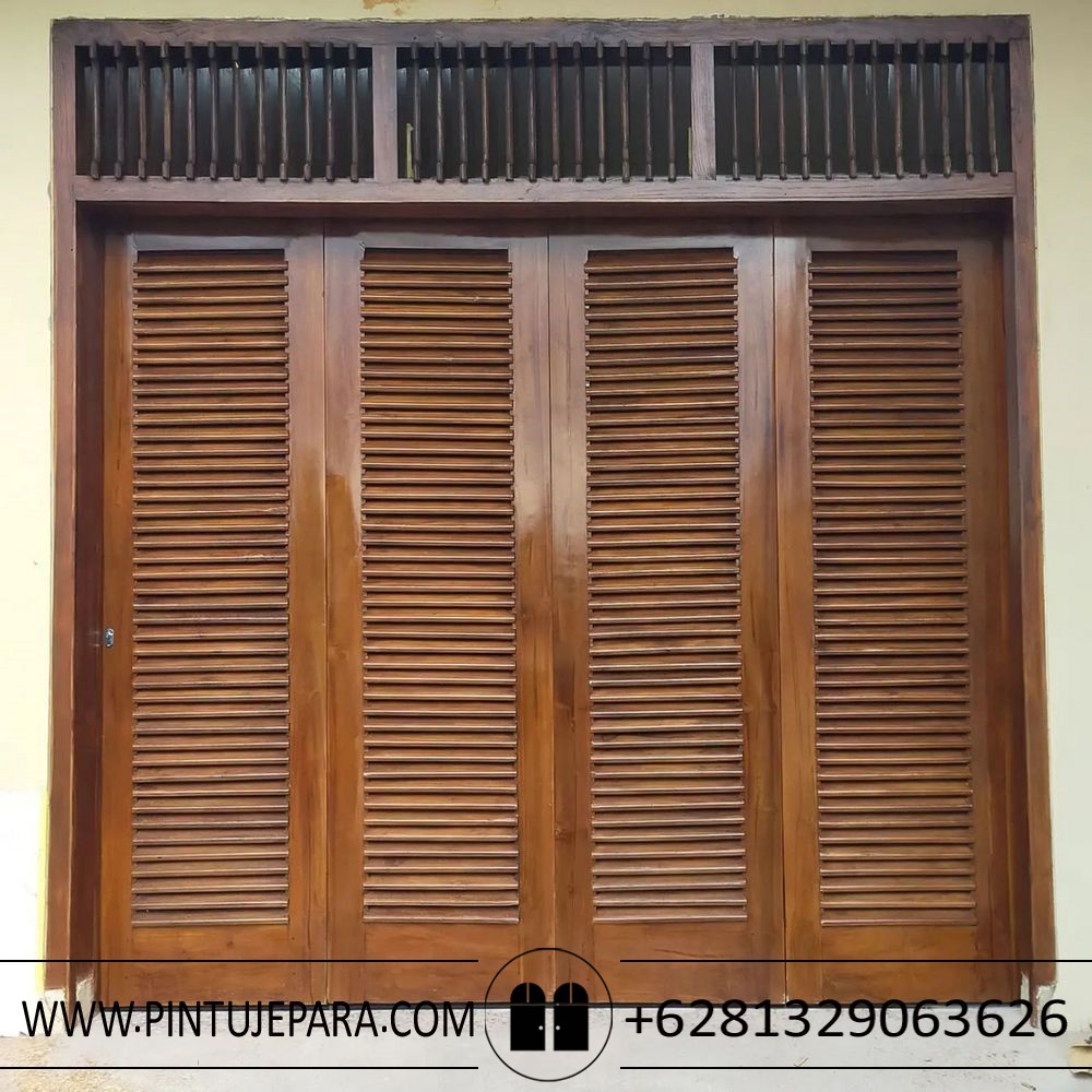 Jual Pintu garasi jati jepara jalusi krepyak rel sliding tikung PJ-76 ...
