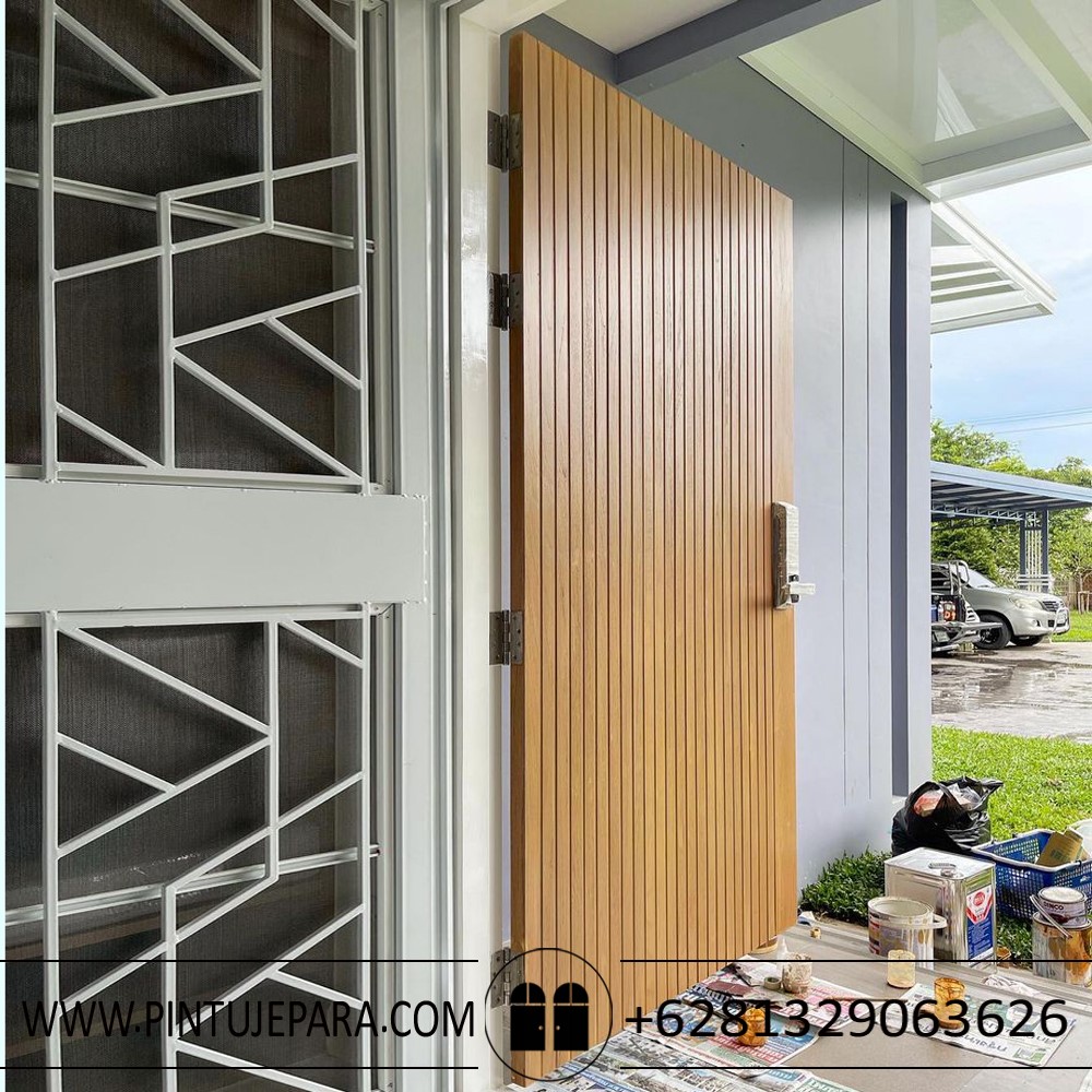 Jual Pintu jati double besar kecil minimalis modern PJ-18 - Pintu Jepara