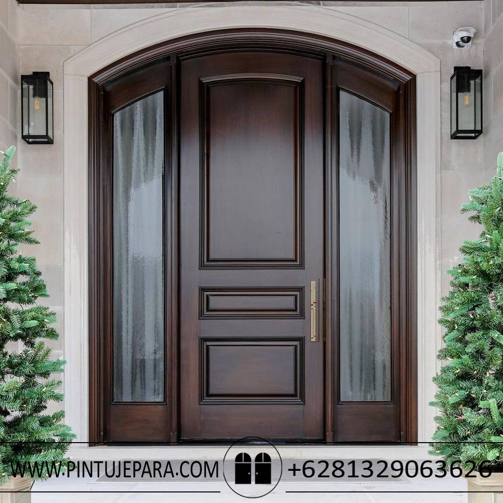 Jual Pintu rumah kayu jati klasik lengkung 1 daun 2 jendela PJ-46 ...