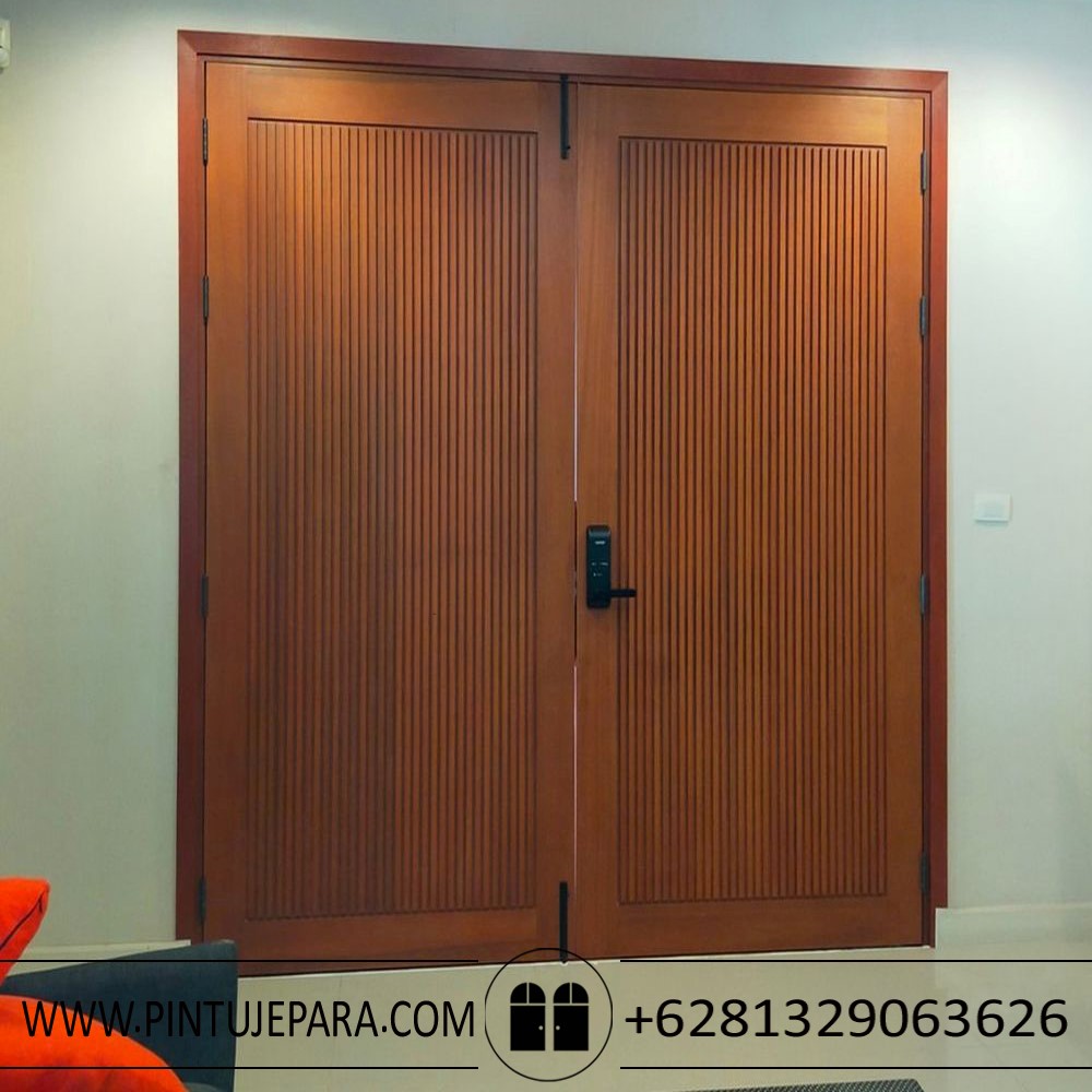 Jual Pintu utama kayu jati minimalis modern 2 daun PJ-30 - Pintu Jepara