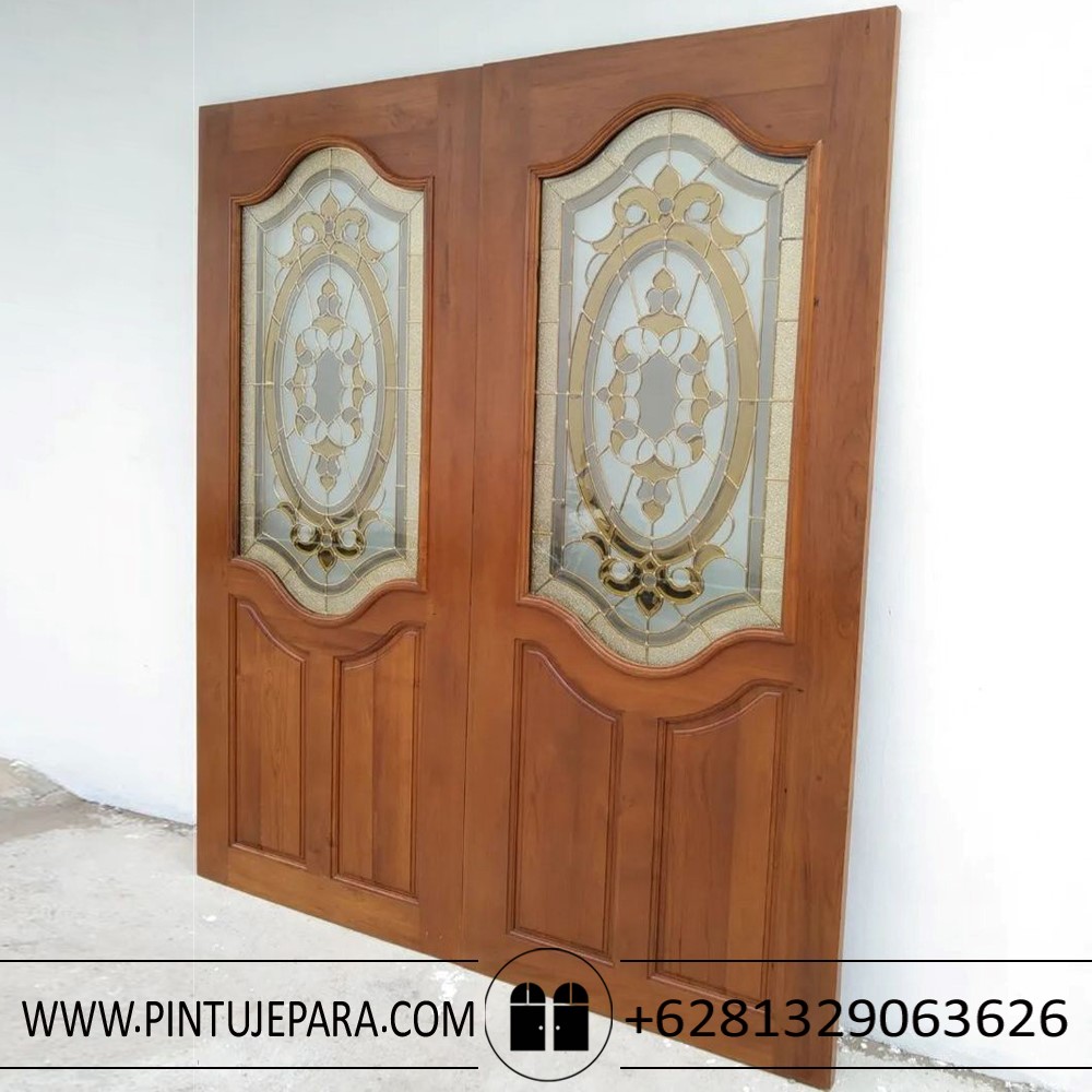 Jual Daun pintu klasik kayu jati jepara panel kaca patri PJ-116 - Pintu ...