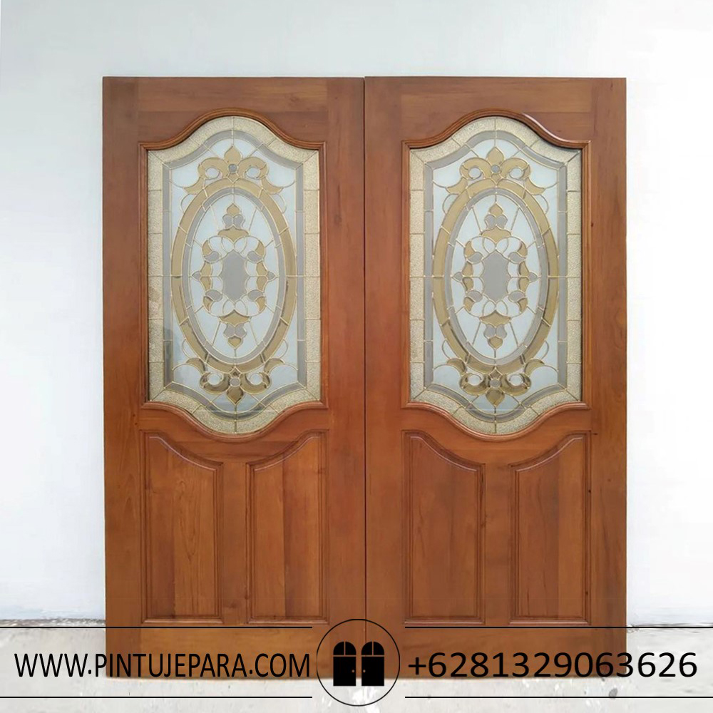 Jual Daun pintu klasik kayu jati jepara panel kaca patri PJ-116 - Pintu ...