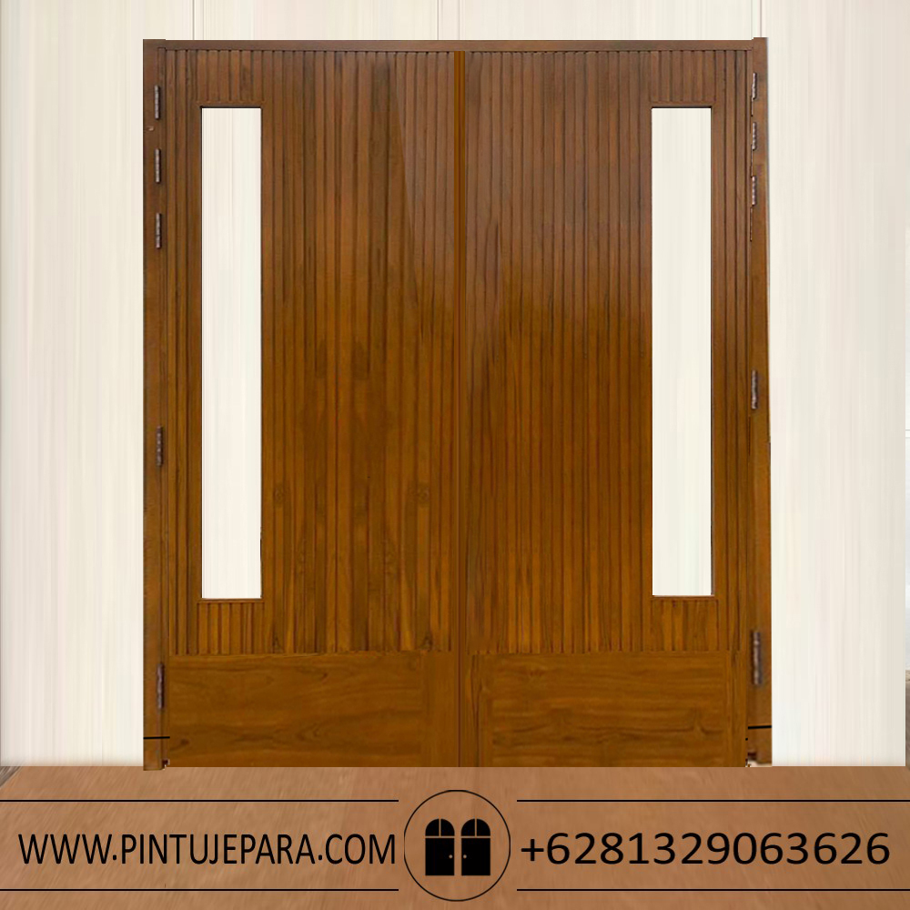 Jual Daun pintu minimalis kupu tarung jati salur panel kaca PJ-108 ...