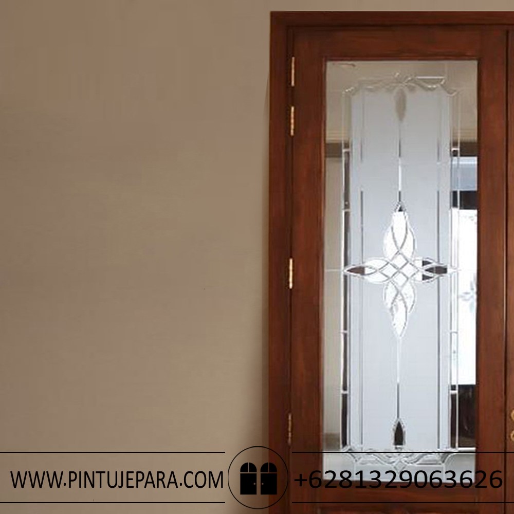 Jual Pintu double kayu jati daun panel kaca klasik PJ-151 - Pintu Jepara