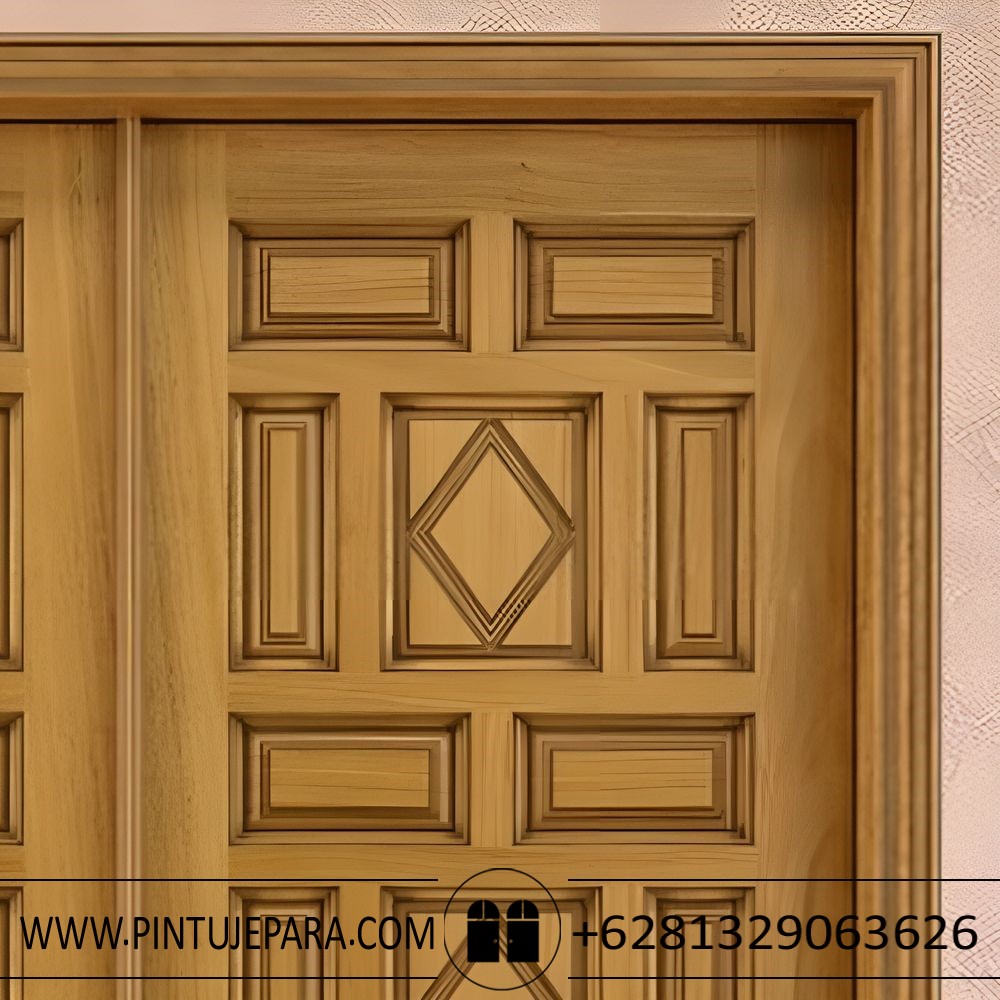 Jual Pintu double kayu jati solid panel klasik PJ-187 - Pintu Jepara