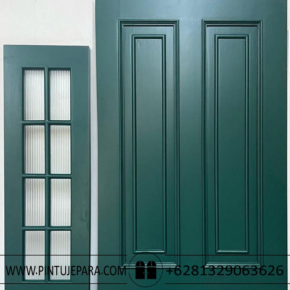 Jual Pintu single 2 jendela klasik panel kayu solid PJ-113 - Pintu Jepara
