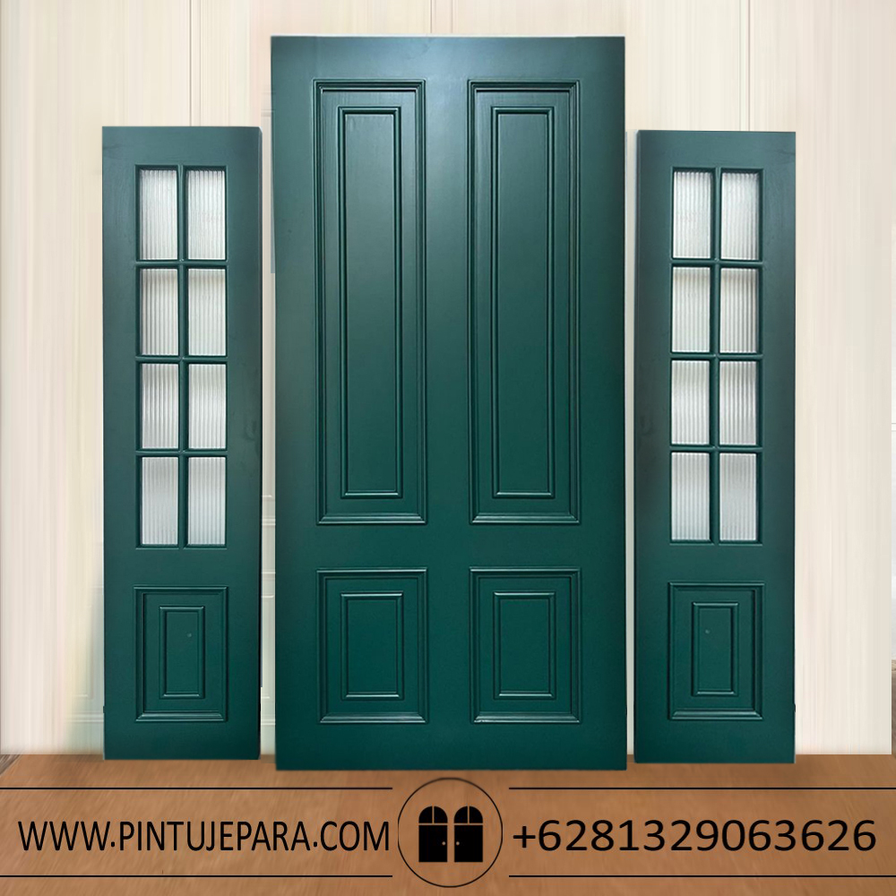 Jual Pintu single 2 jendela klasik panel kayu solid PJ-113 - Pintu Jepara