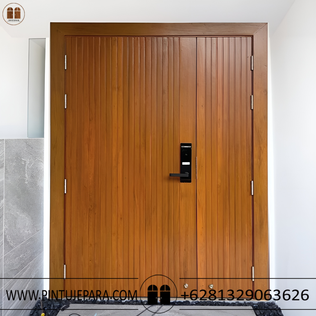 Jual Pintu minimalis kayu jati ganda besar kecil PJ-264 - Pintu Jepara