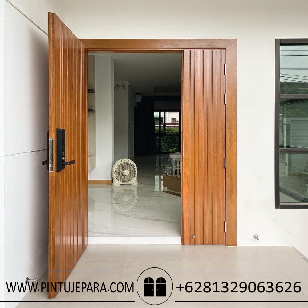 Jual Pintu minimalis kayu jati ganda besar kecil PJ-264 - Pintu Jepara