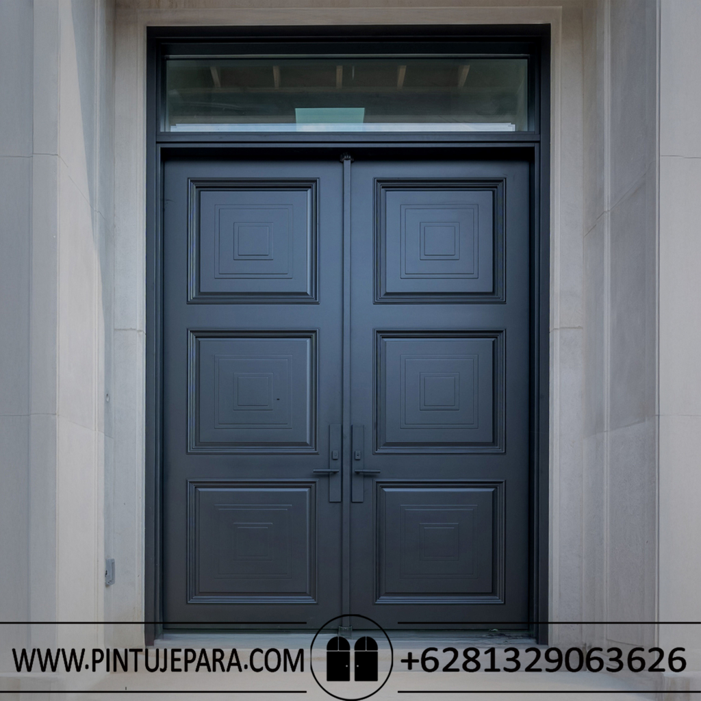 Jual Pintu jati klasik 2 daun boven kaca atas PJ-339 - Pintu Jepara