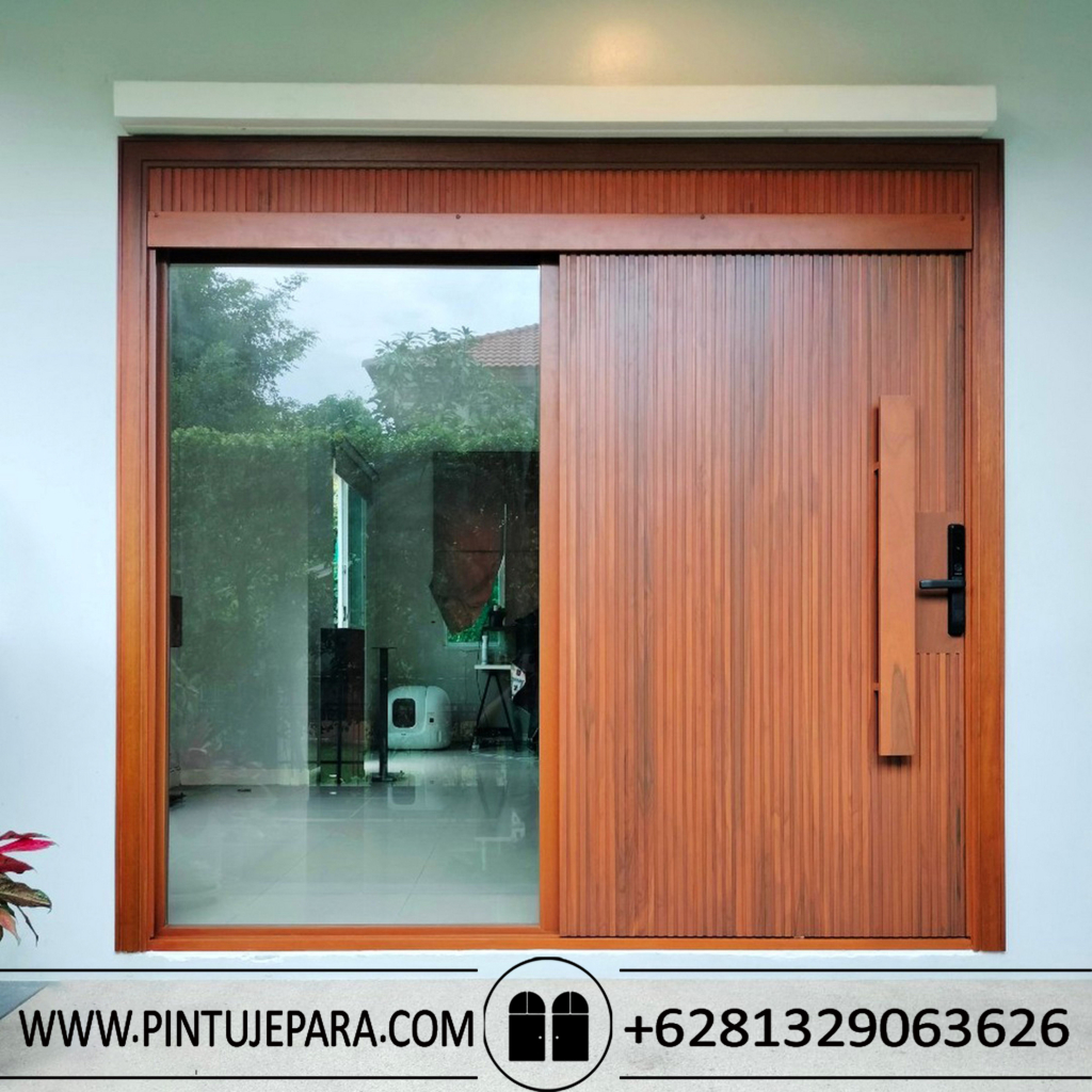 Jual Pintu jati sliding minimalis 1 jendela kaca mati PJ-331 - Pintu Jepara