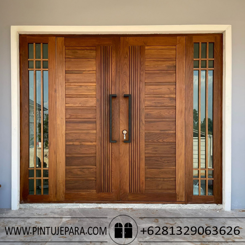 Jual Pintu kayu jati jendela ganda 2 daun minimalis PJ-333 - Pintu Jepara